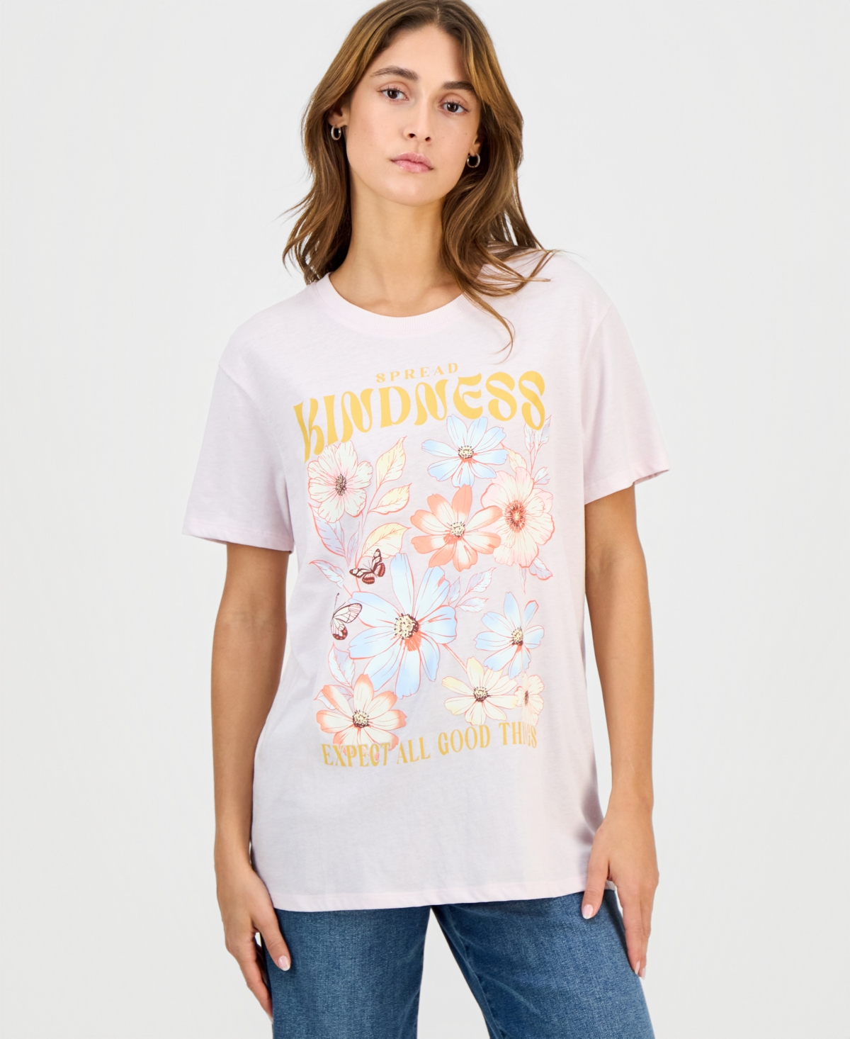 Click here for Self Esteem Juniors Kindness Flowers Crewneck Tee... prices