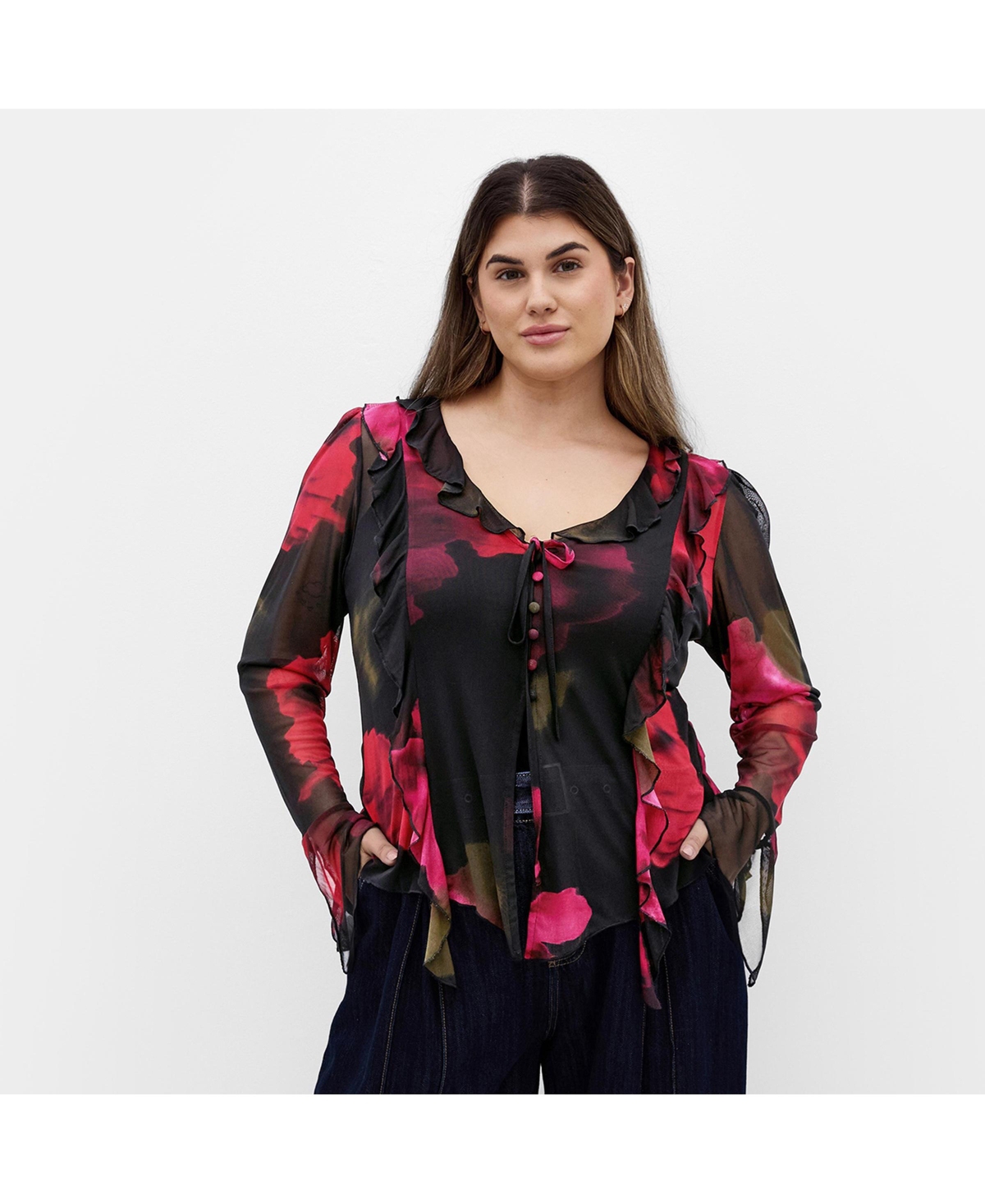 Click here for City Chic Womens Vivid Mesh Print Top - Vivid gard... prices