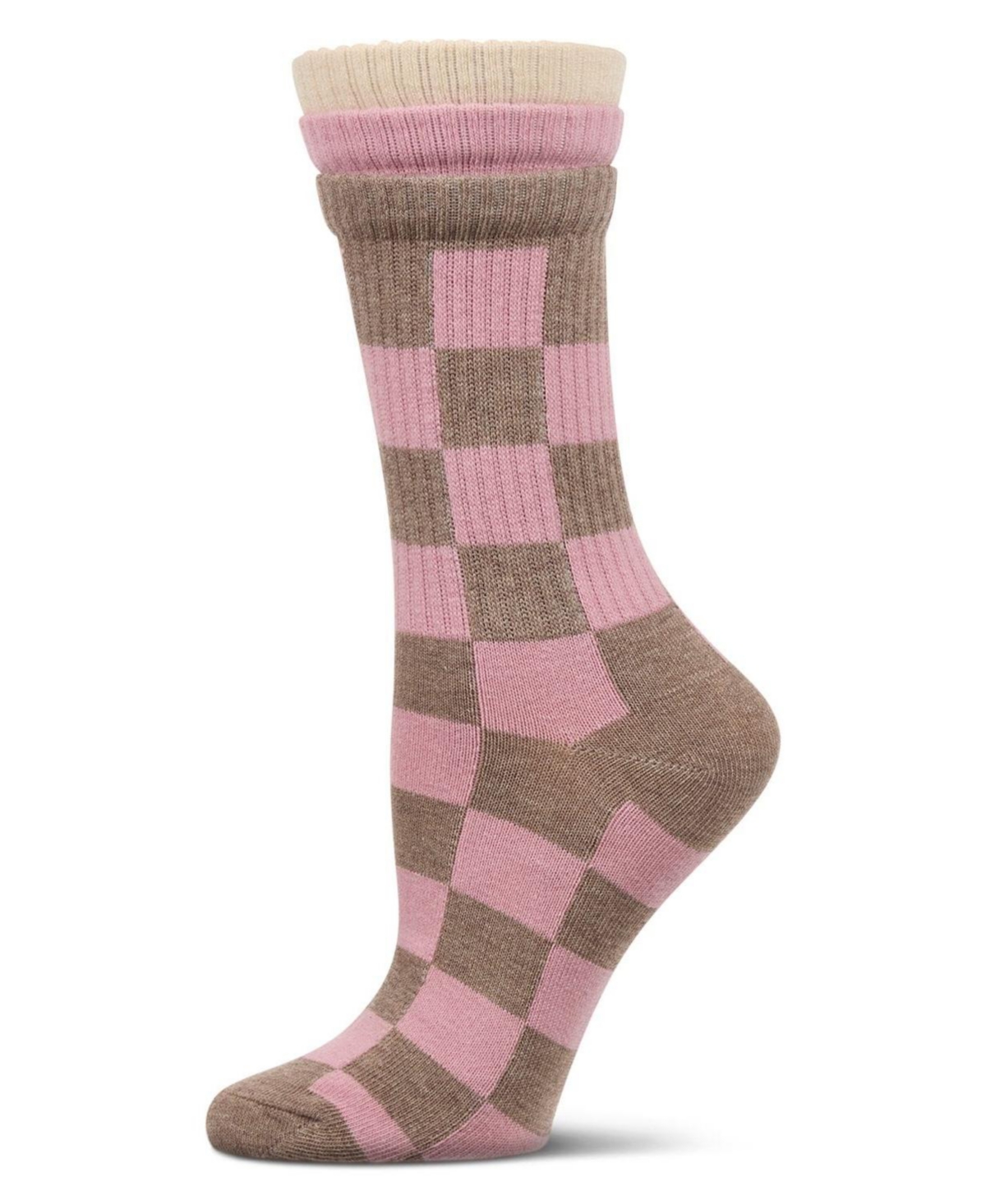 Click here for MeMoi Womens Checkmate Triple Cuff Crew Socks - Vi... prices
