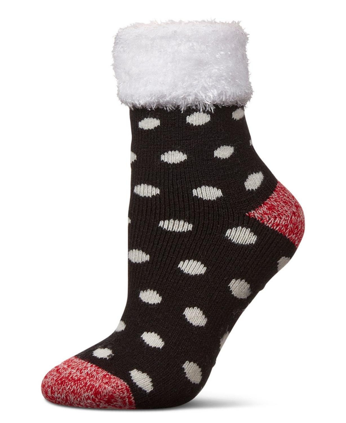 Click here for MeMoi Womens Polka Dot Plush Cabin Sock - Black prices