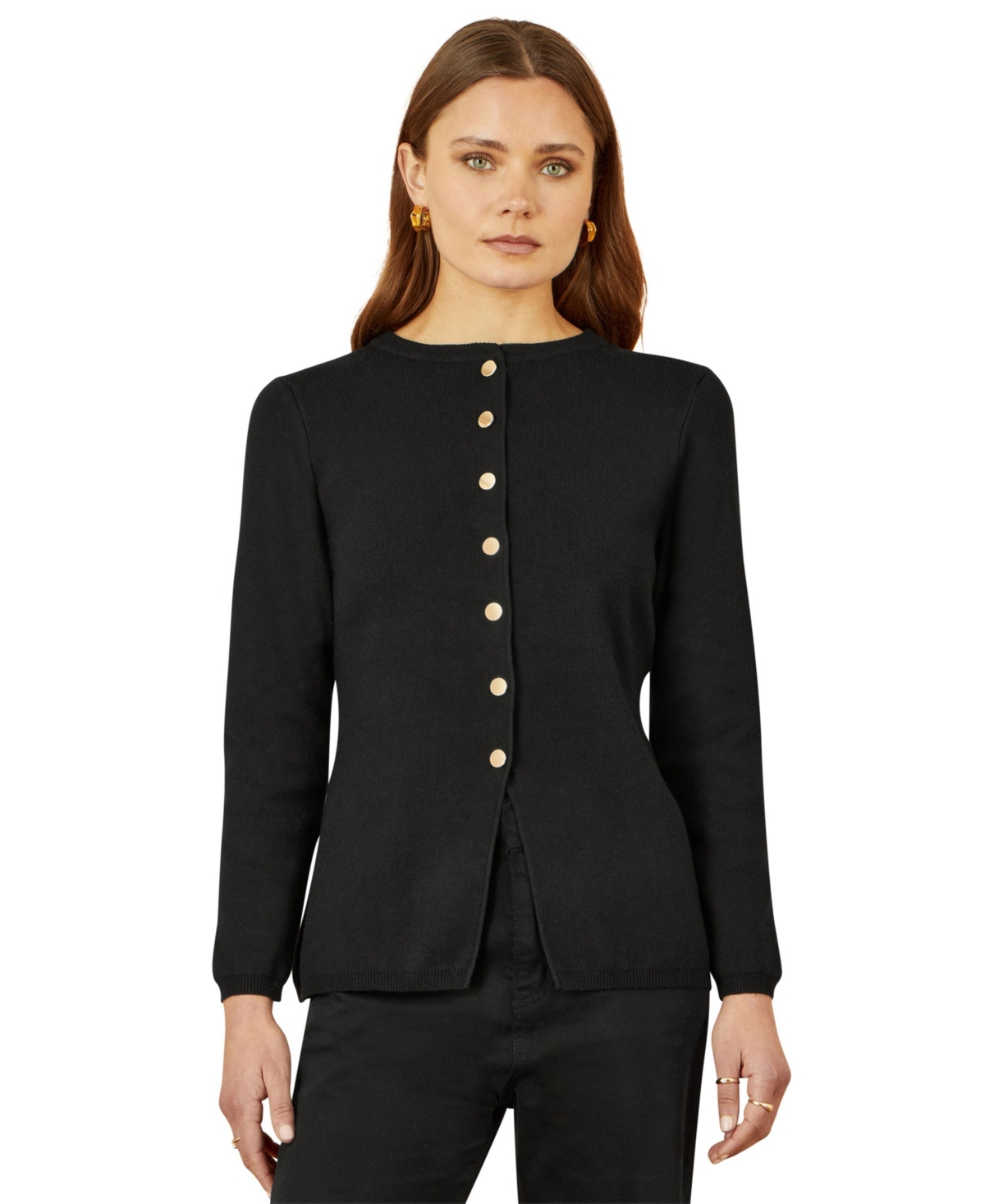 Click here for Yumi Womens Chic Peplum Button Up Cardigan - Black prices
