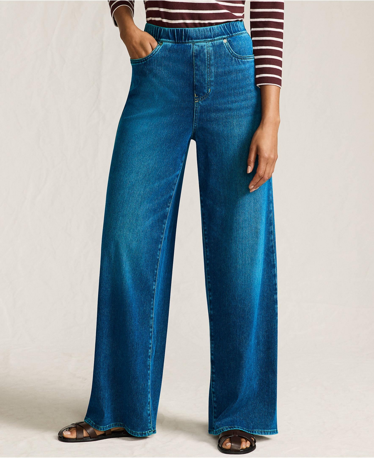 Click here for Lands End Womens Starfish Denim High Rise Wide Leg... prices