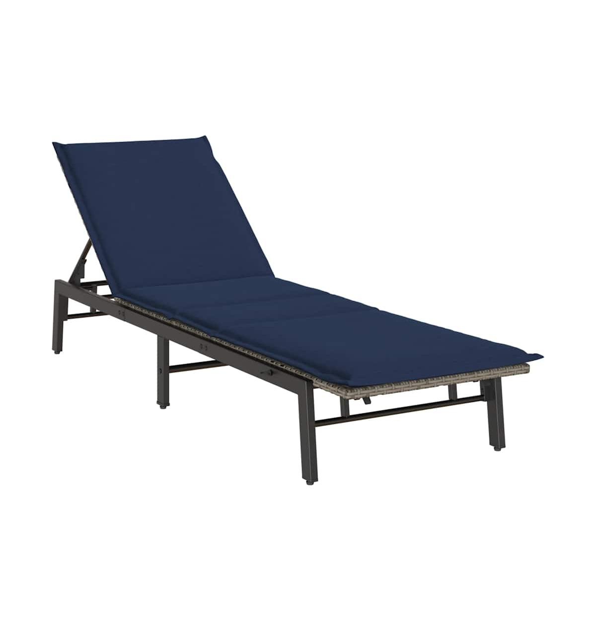 Click here for Sun Lounger Grey  Navy Blue Pe rattan  Powder-coat... prices