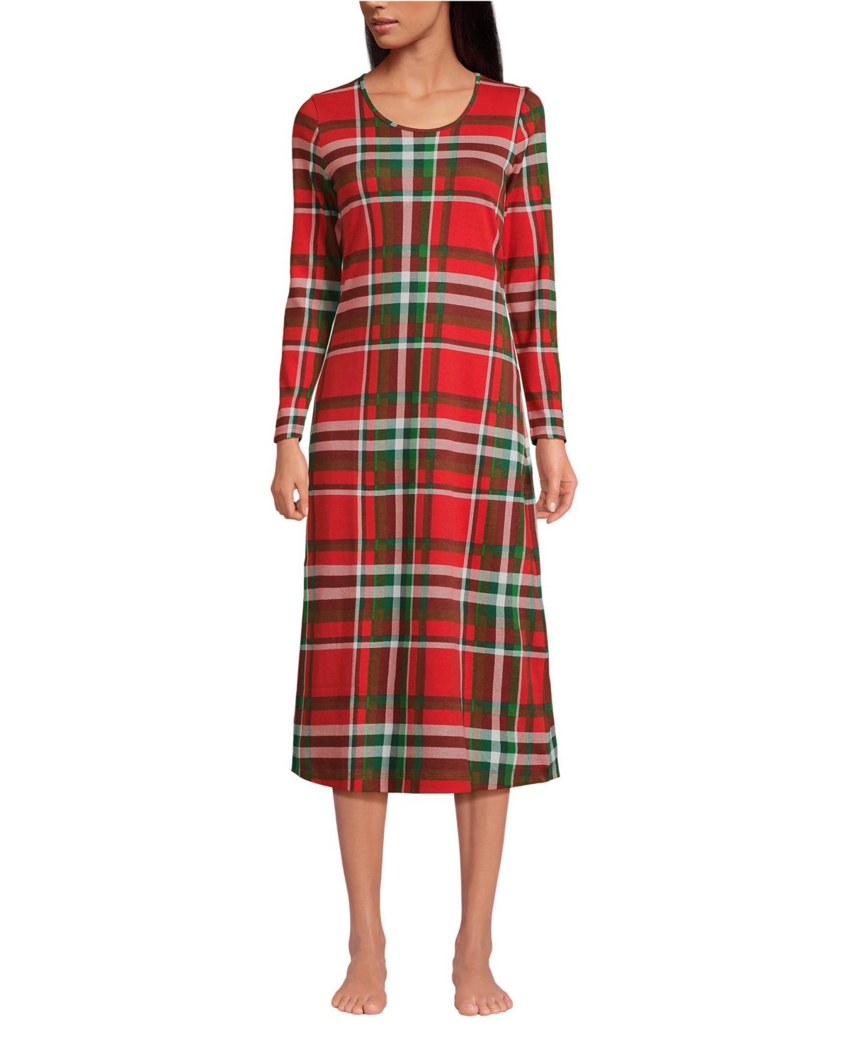 Click here for Lands End Womens Cotton Long Sleeve Midcalf Nightg... prices