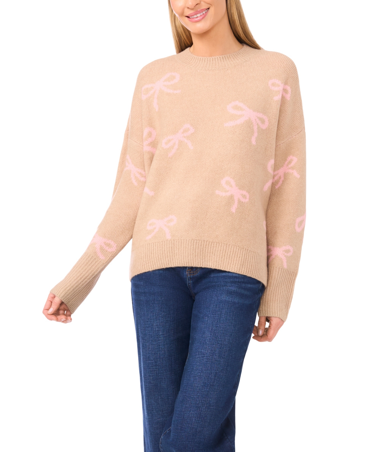 Click here for CeCe Womens Ribbon Print Pull On Sweater - Coastal... prices