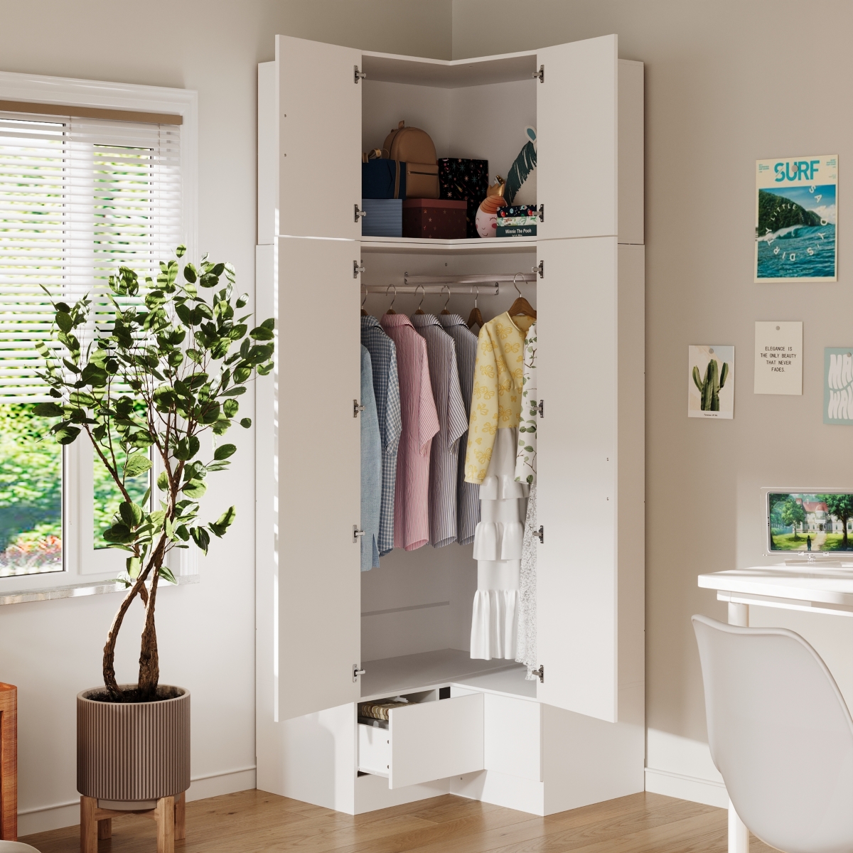 Click here for Bedroom Corner Armoire with Top Cabinet  Wardrobe... prices