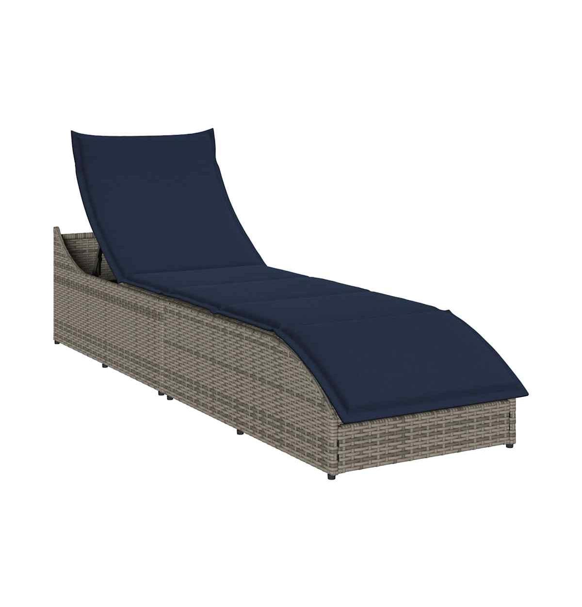 Click here for Folding Sun Lounger Grey Pe rattan Standard Foldab... prices
