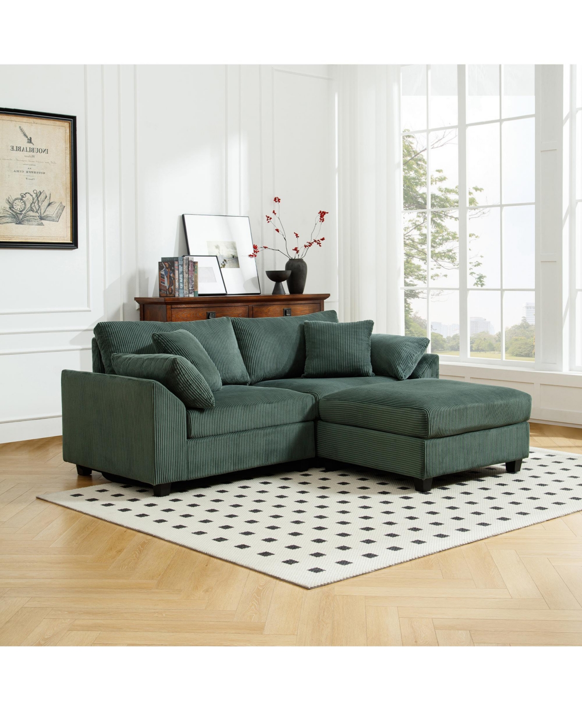 Click here for Morden Fort 83" W Corduroy L-Shaped Sectional... prices