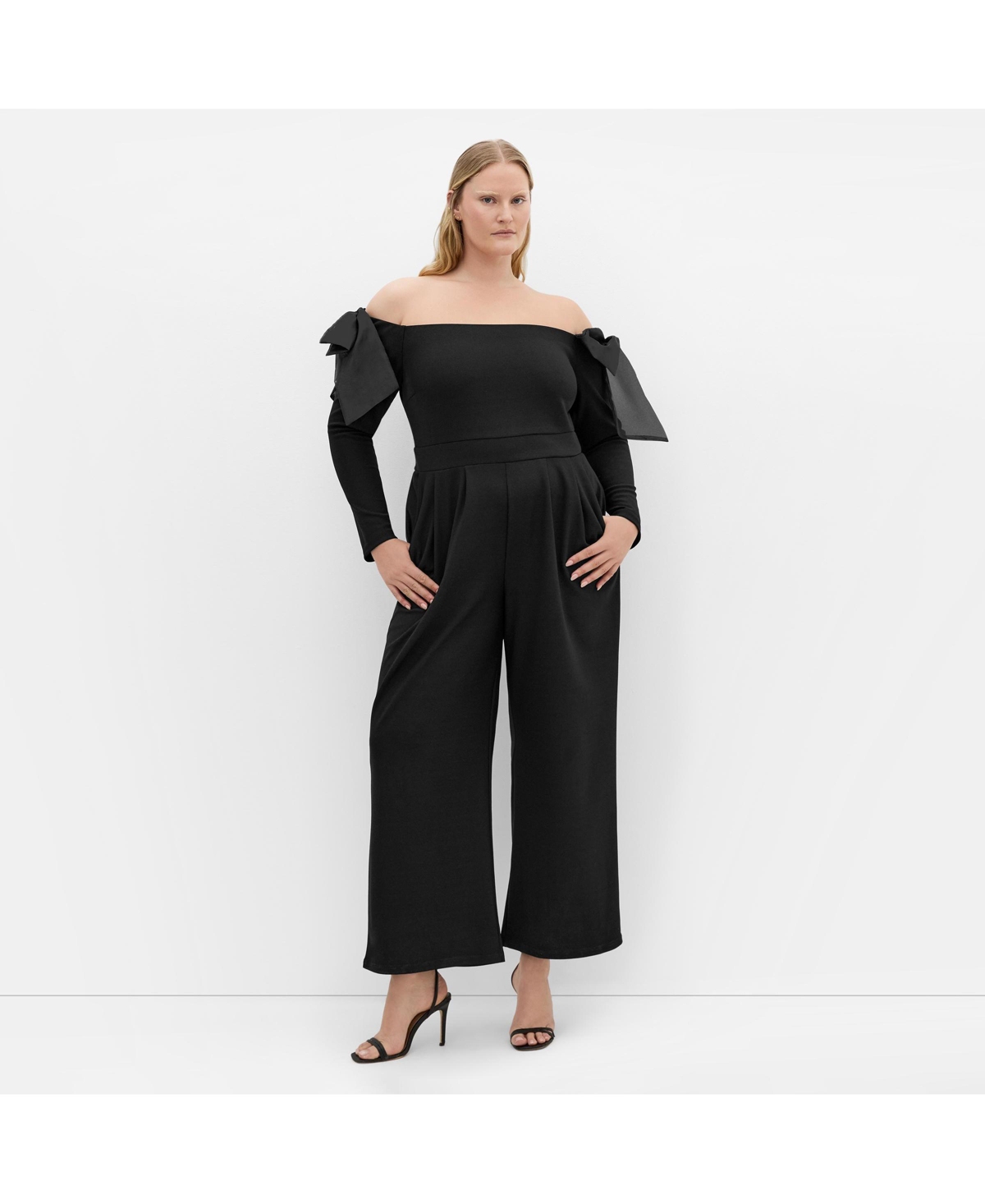 Click here for City Chic Womens Stacie Off Shoulder Jumpsuit - Bl... prices