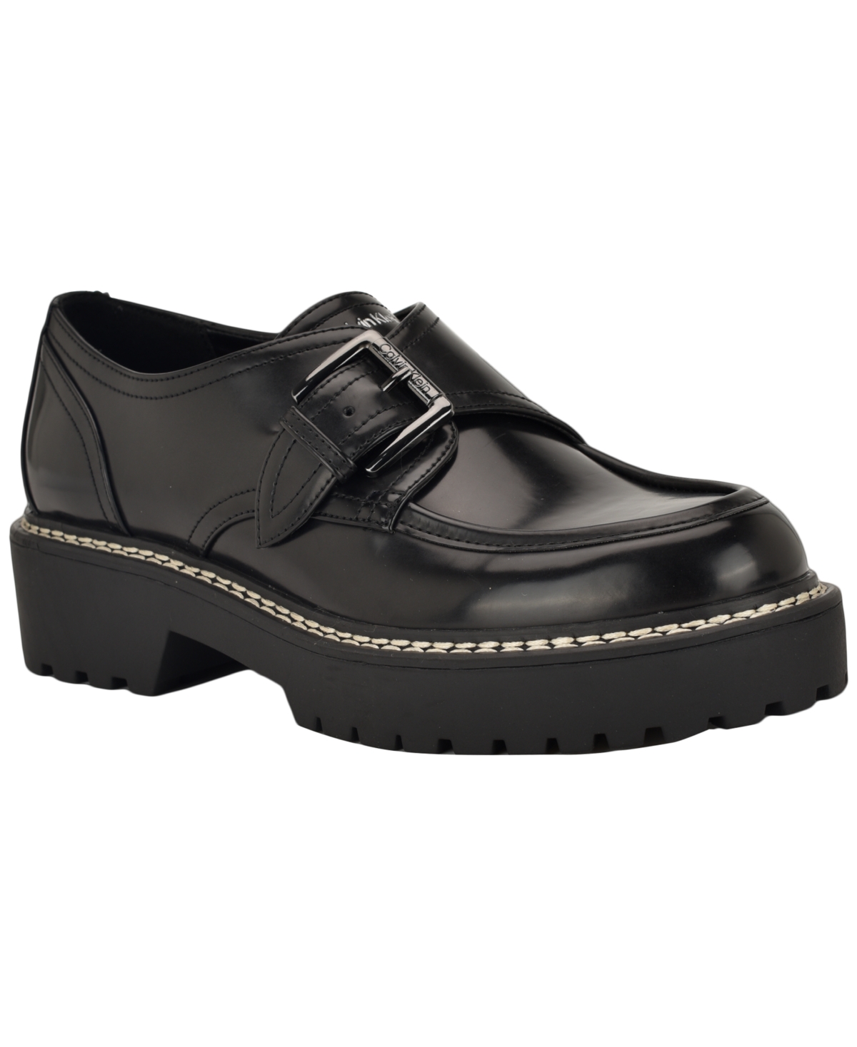 Calvin Klein Womens Saundee Lug Sole Loafers - Black