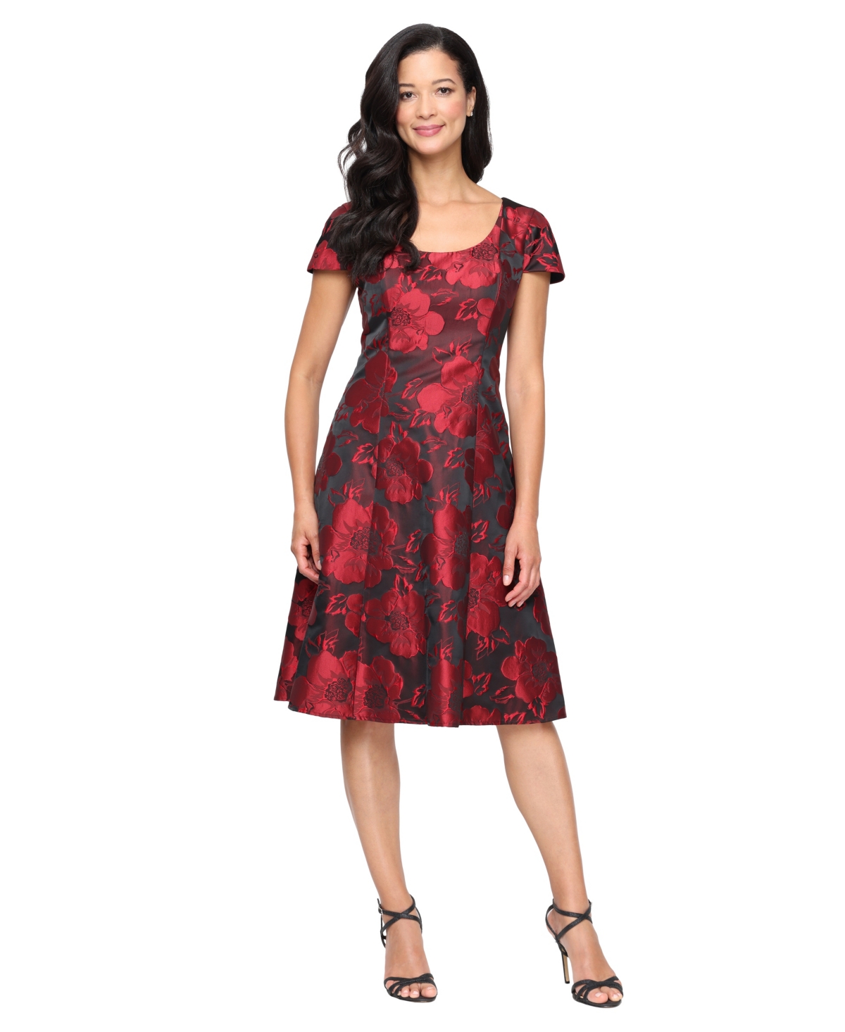 Click here for Sl Fashions Womens Midi Printed Scoop Neck A-Line... prices
