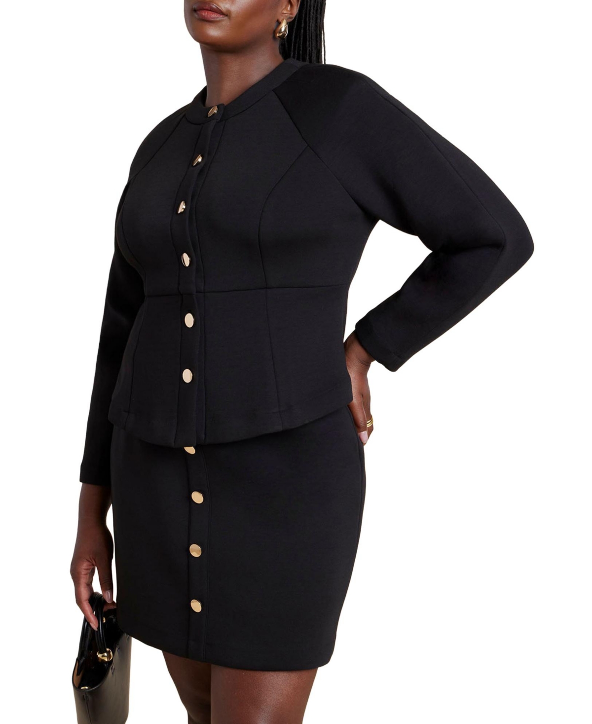 Click here for Eloquii Womens Strong Shoulder Nipped Waist Scuba... prices