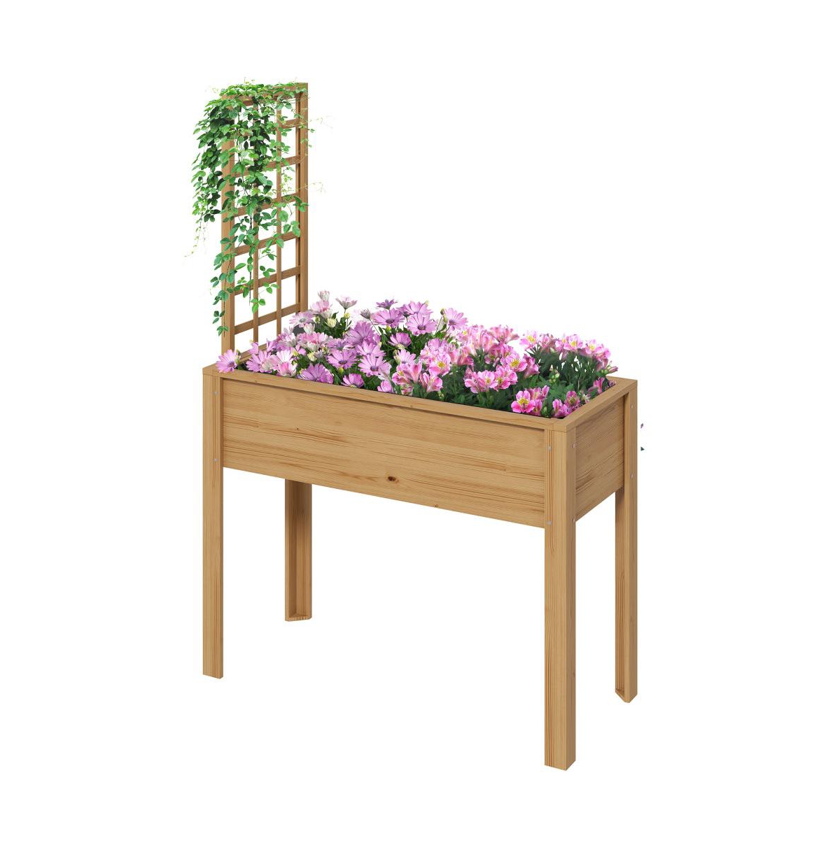 Chic Crate Outsunny Raised Garden Bed with Trellis - Brown