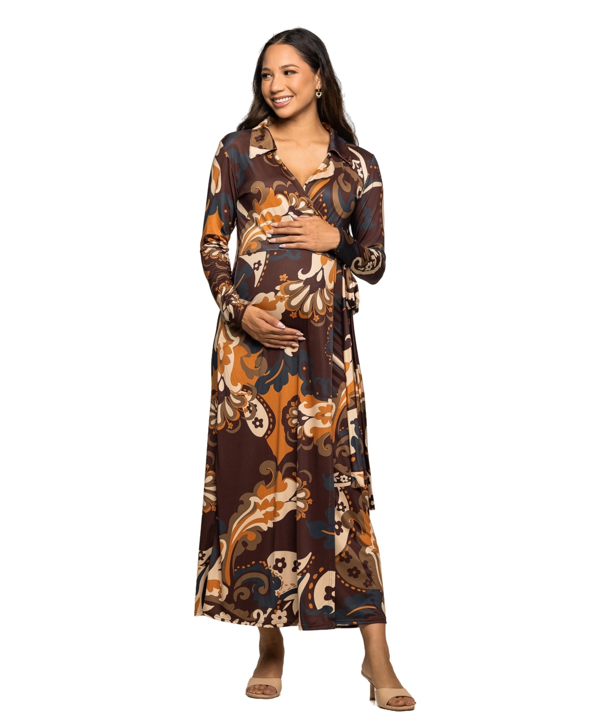 Click here for 24seven Comfort Apparel Womens Maternity Brown pai... prices