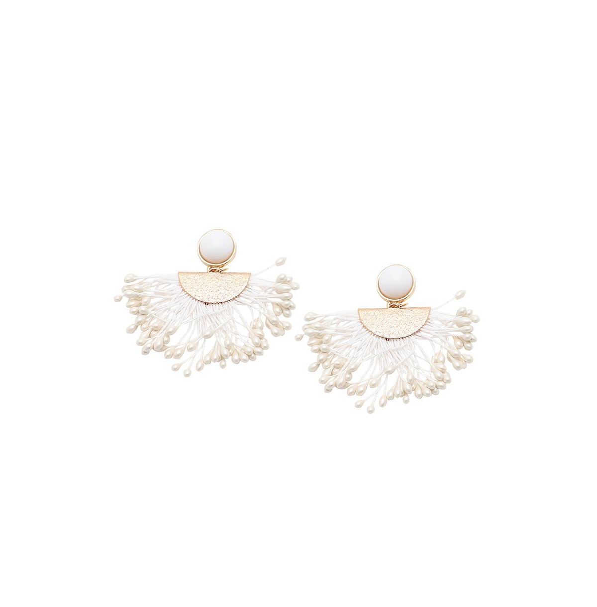Click here for Sohi Womens White Tassel Drop Earrings - White prices