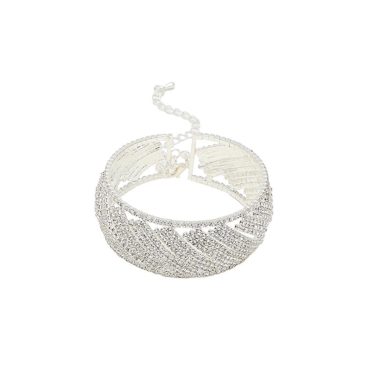 Click here for Sohi Womens Silver Embellished Statement Bracelet... prices