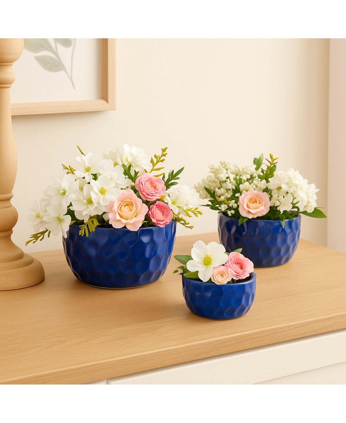 Click here for Chic Crate 3-Piece Antique Blue Ceramic Planter Se... prices