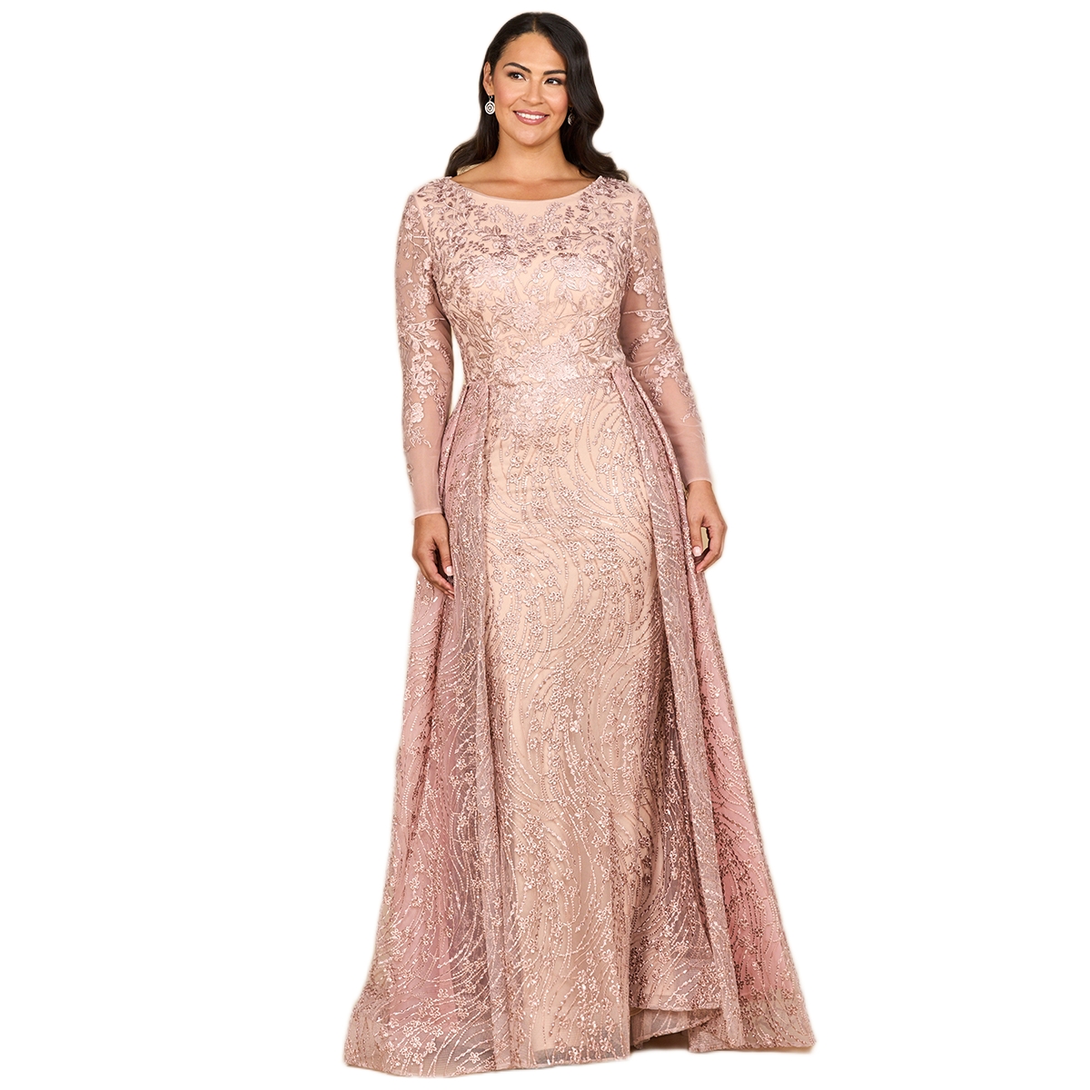 Click here for Lara Womens Long Sleeve Gown with Overskirt & Illu... prices