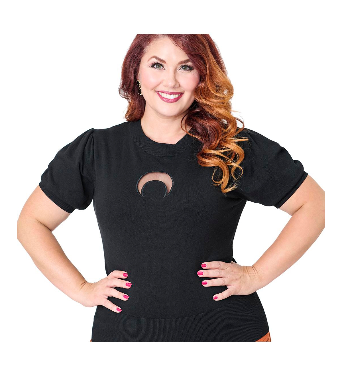 Click here for Smak Parlour Womens Moon Cutout Knit Sweater - Bla... prices