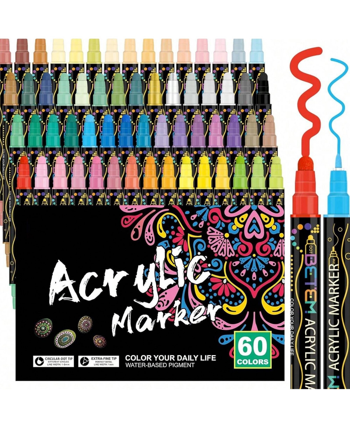 Click here for Htutwoo 60 Colors Dual Tip Acrylic Paint Pens Mark... prices