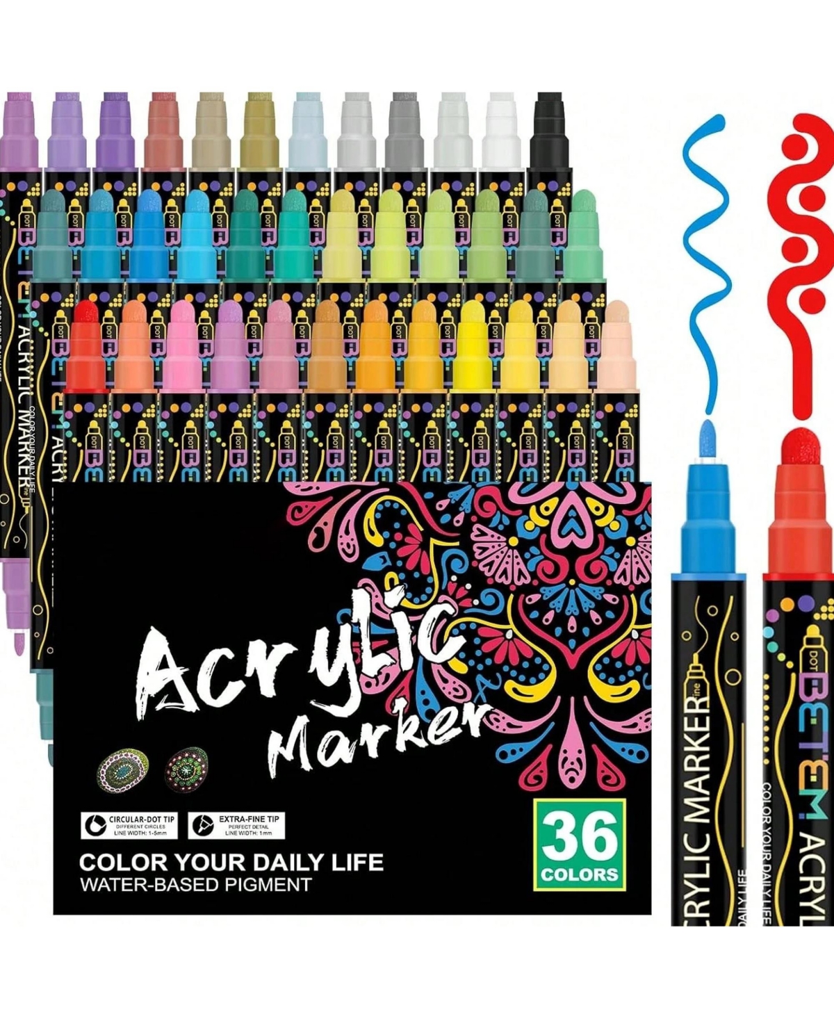 Click here for Htutwoo 36 Colors Dual Tip Acrylic Paint Pens Mark... prices