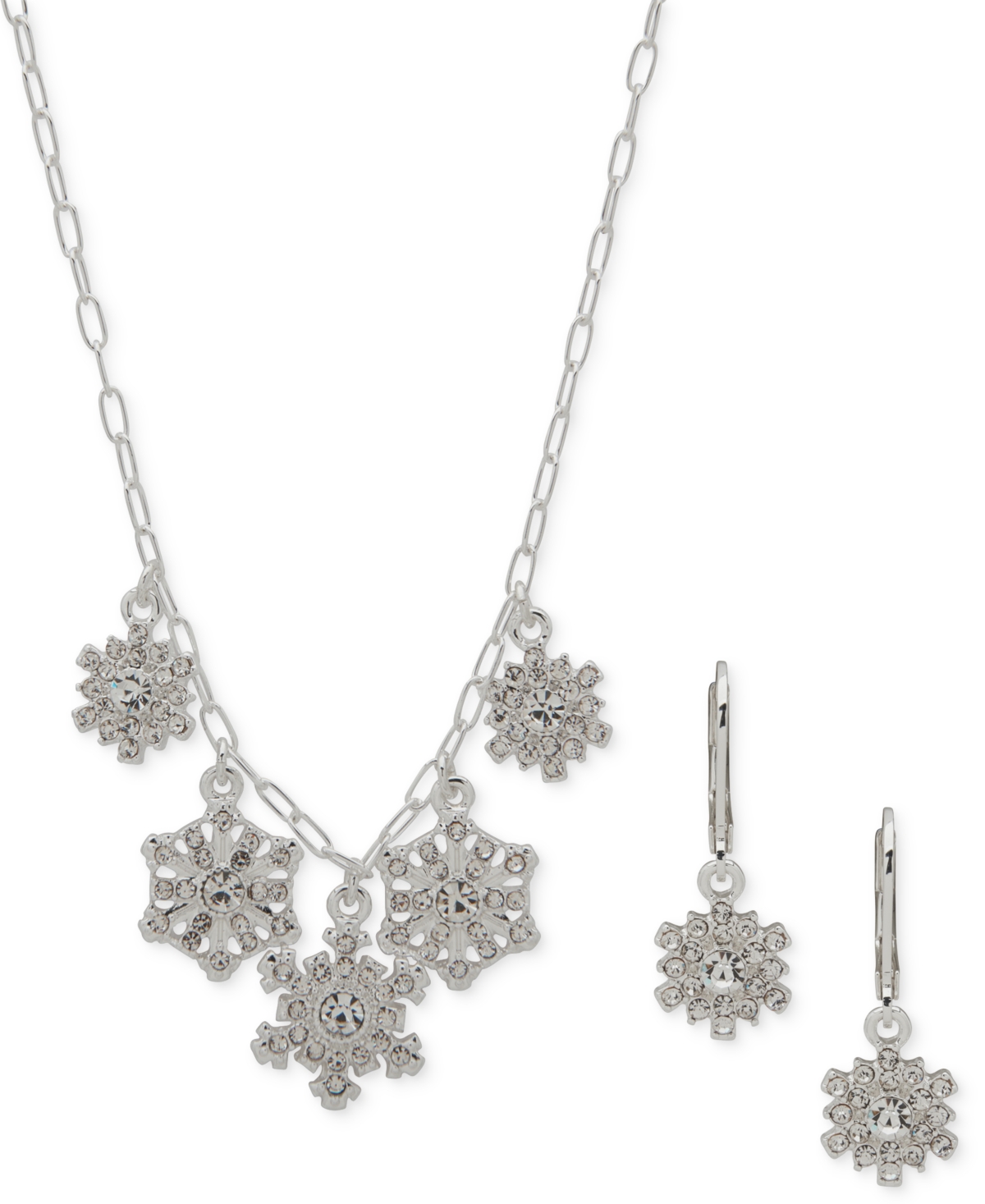 Click here for Anne Klein 2-Pc. Silver-Tone Snowflake Frontal Nec... prices