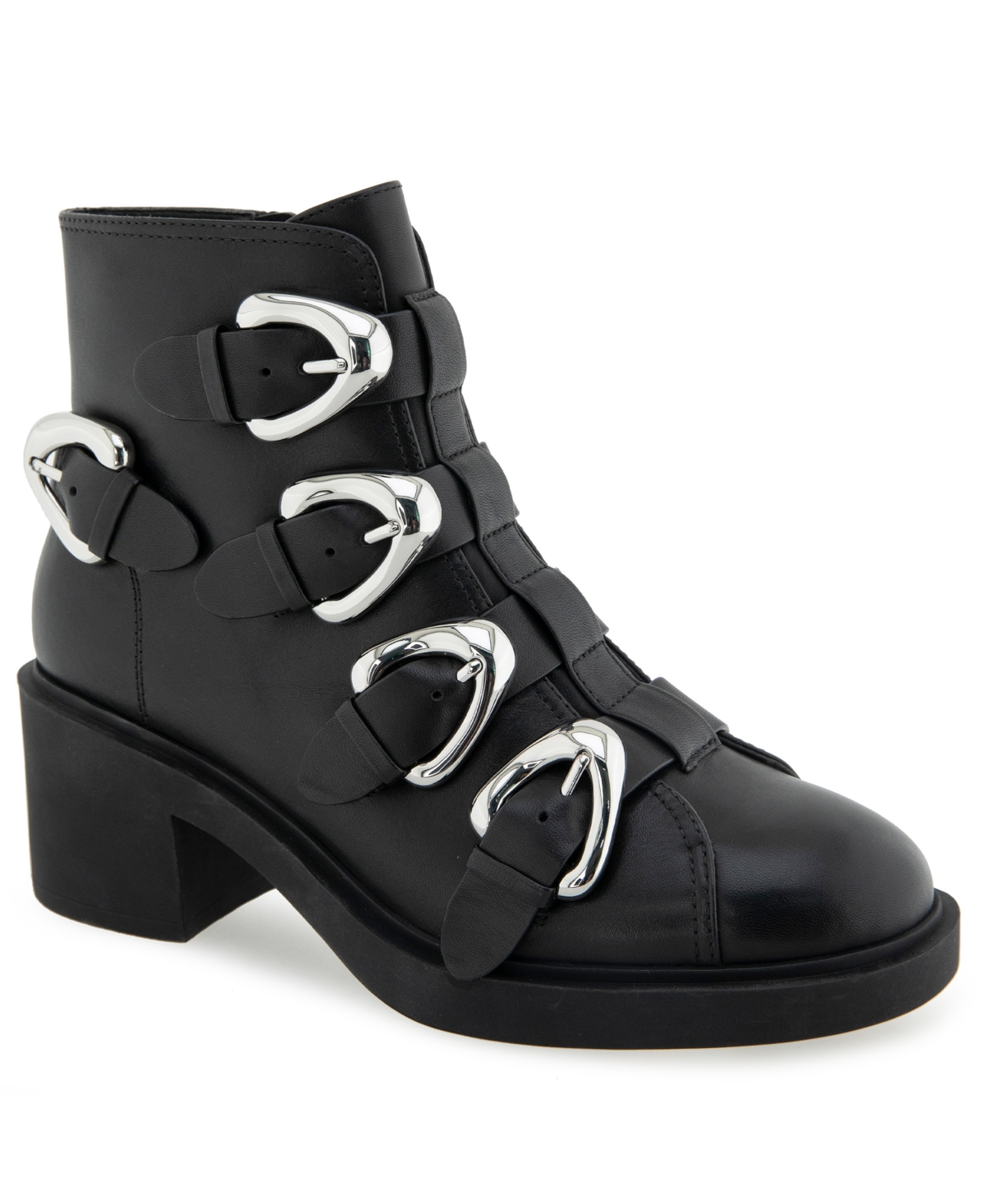 Click here for Aerosoles Womens Gavyn Block Heel Moto Booties - B... prices