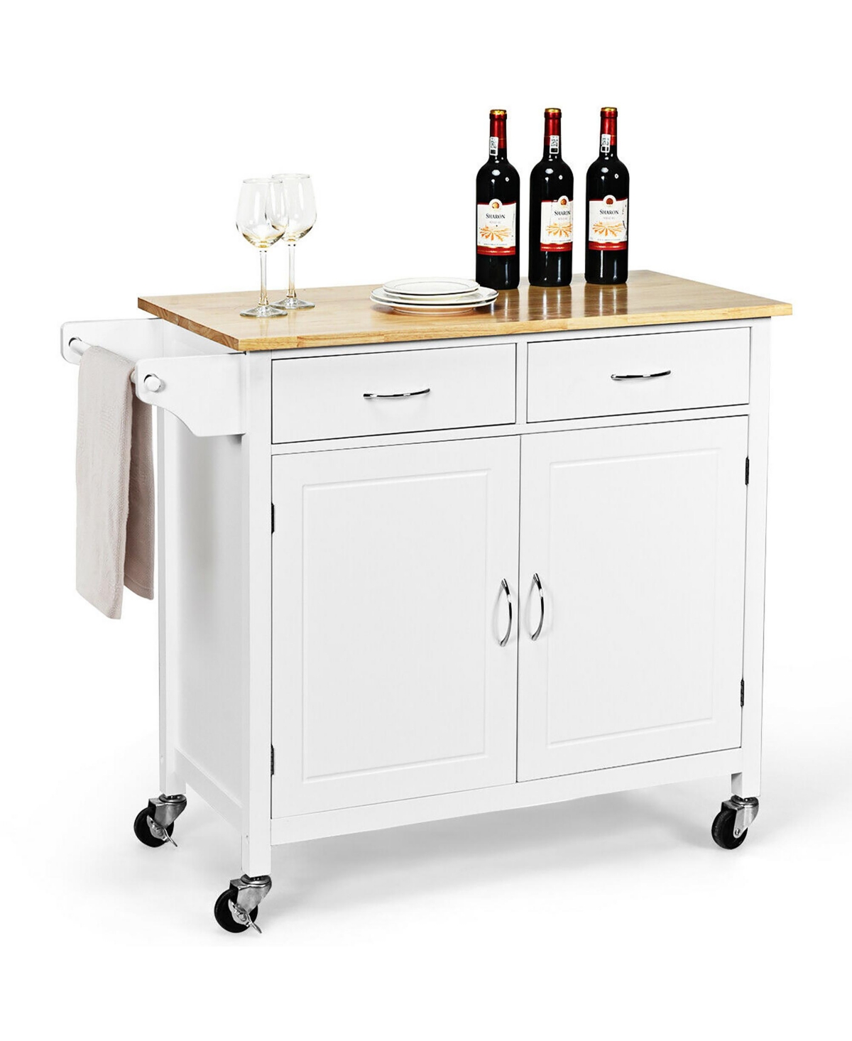 Click here for Rolling Kitchen Cart Island Wood Top Storage Troll... prices