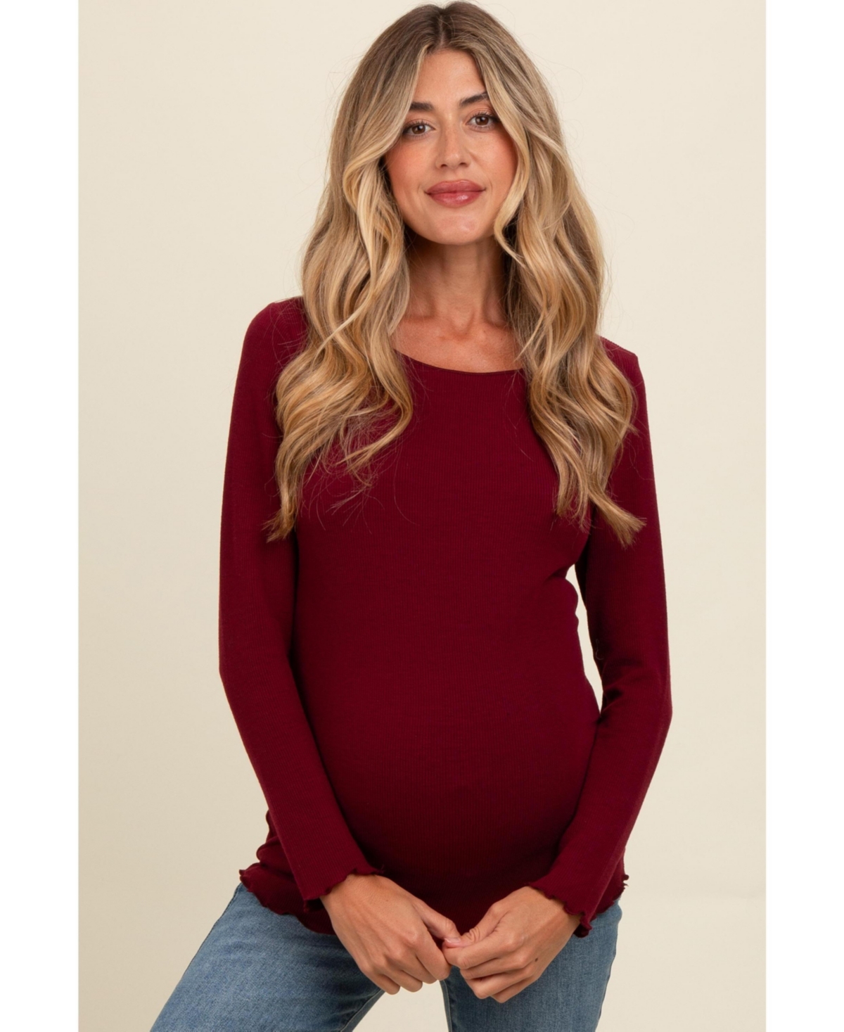 Click here for Pinkblush Maternity Brown Ribbed Knit Long Sleeve... prices