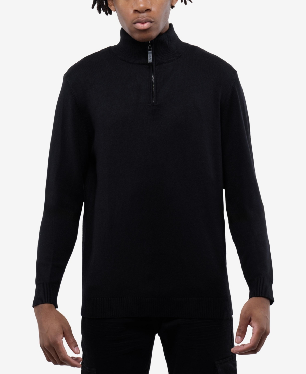Click here for Xray Mens Quarter Zip Mock Neck Sweater - Black prices