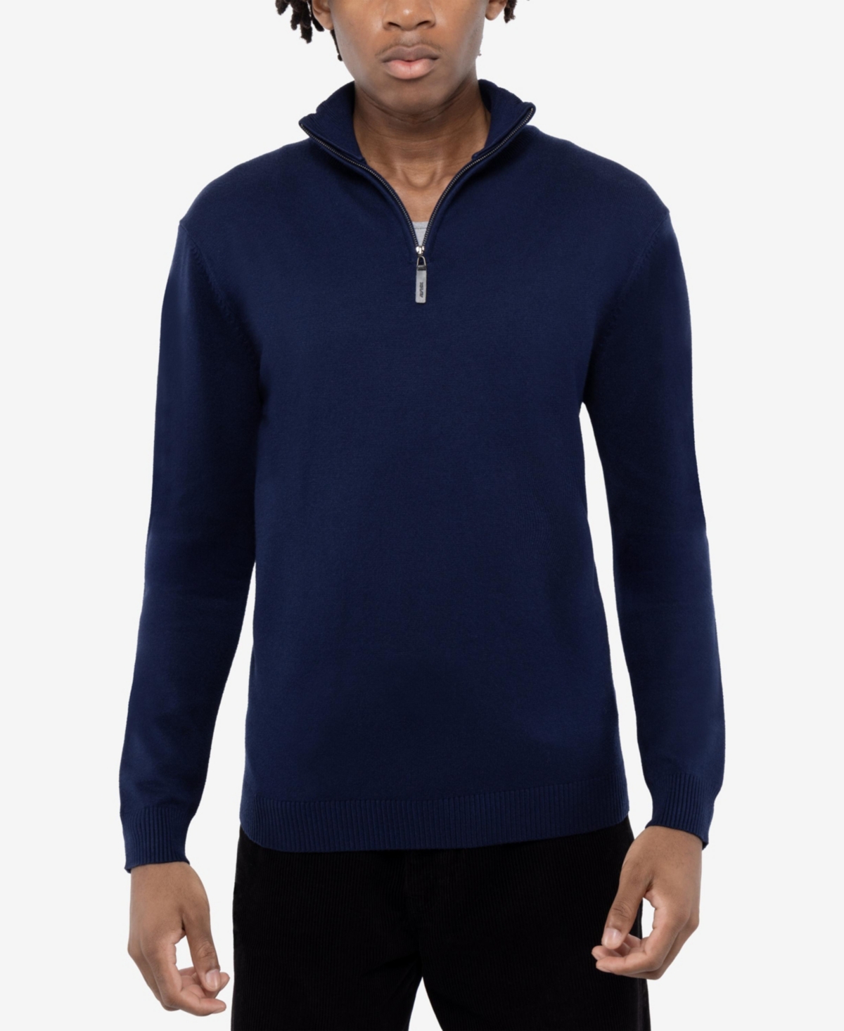 Click here for Xray Mens Quarter Zip Mock Neck Sweater - Navy prices