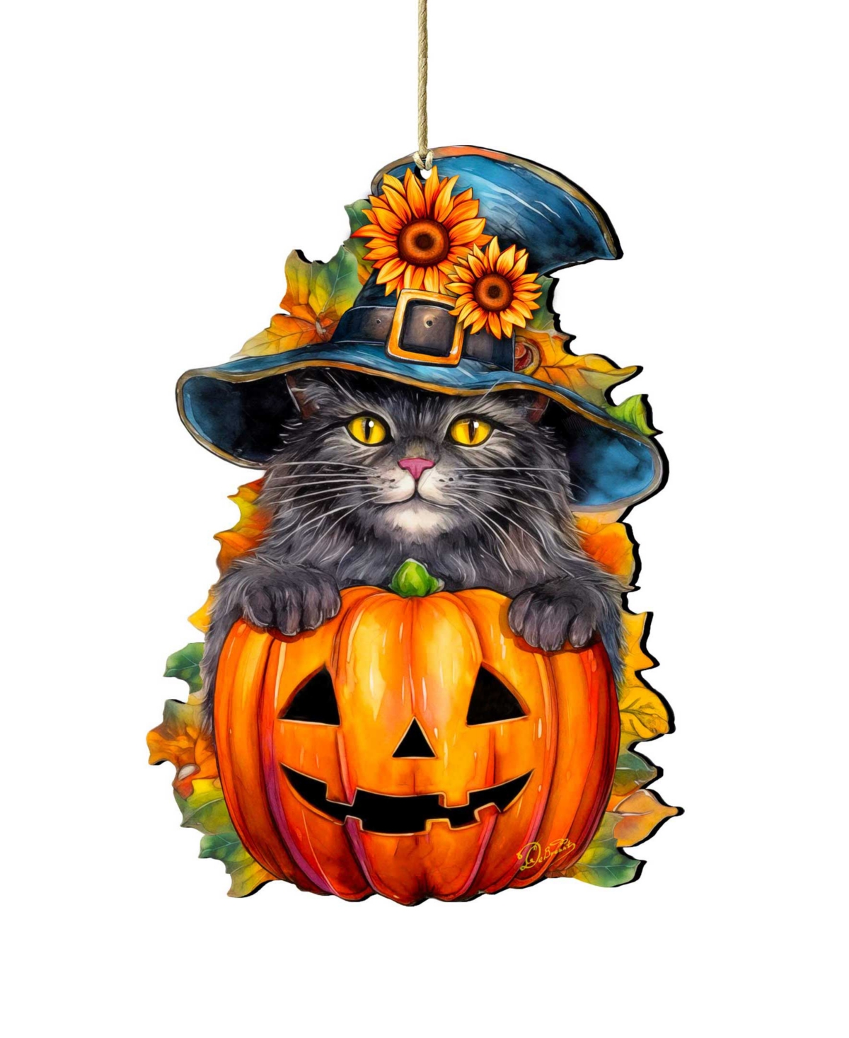 Click here for Designocracy Black Cat Christmas Wooden Ornament -... prices