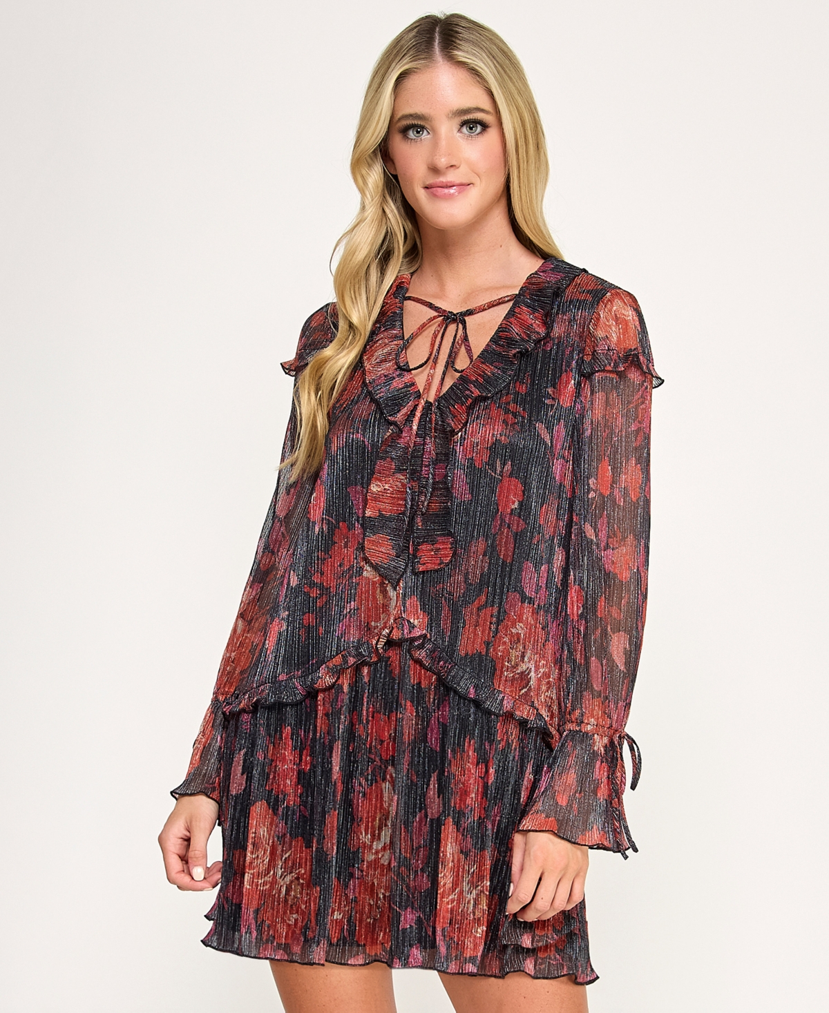 Click here for Seni & Cade Juniors Ruffle Long Sleeve Dress - Bla... prices
