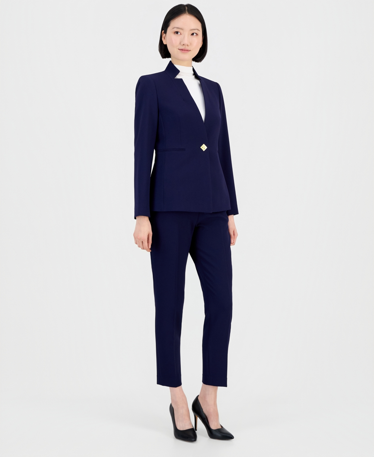 Click here for Tahari Asl Womens Notched One-Button Pantsuit - Mi... prices