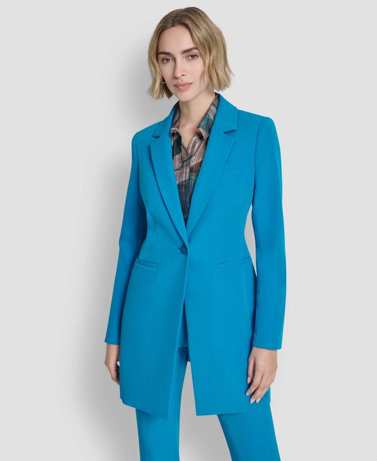 Click here for Dkny Womens One Button Topper Long Sleeves Jacket... prices