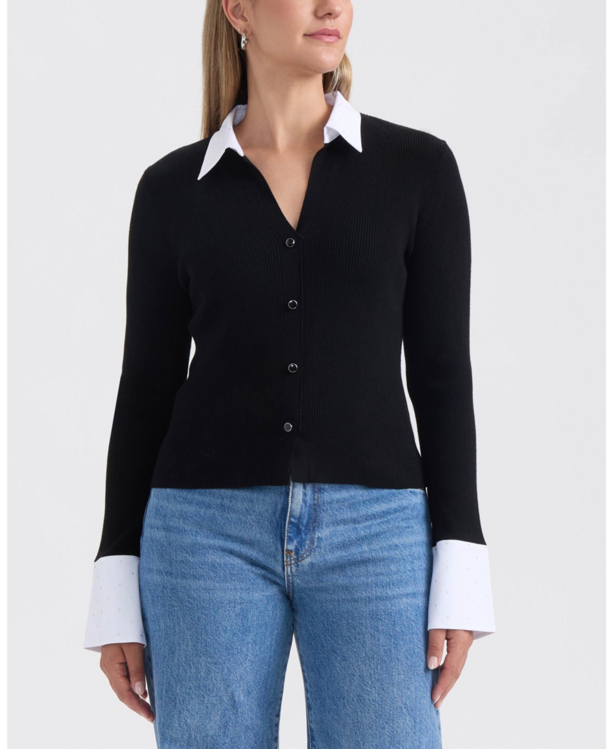 Click here for Ellen Tracy Womens Button Front Fooler Sweater wit... prices