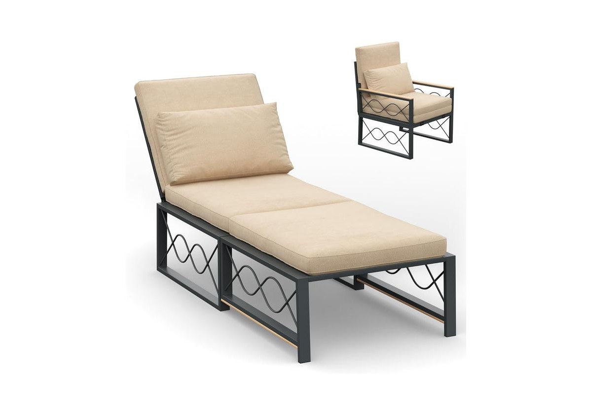Click here for Aecojoy Outdoor Metal Chaise Lounge Chair  Convert... prices