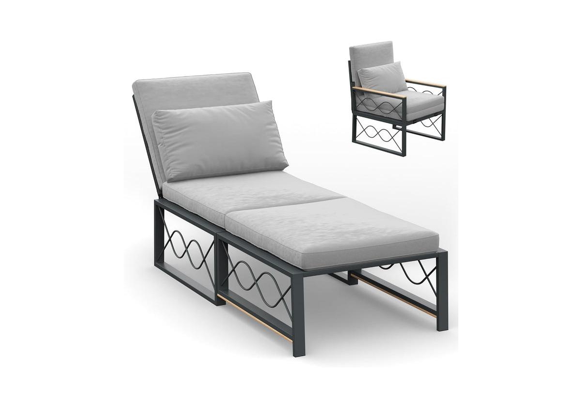 Click here for Aecojoy Outdoor Metal Chaise Lounge Chair  Convert... prices