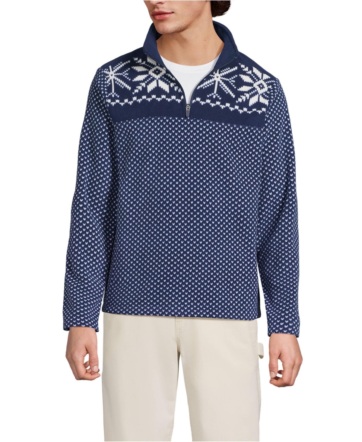 Click here for Lands End Mens Anyweather Fleece Print Quarter Zip... prices