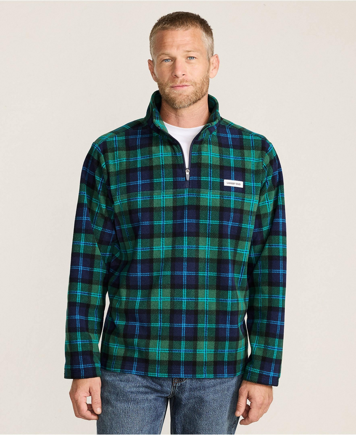 Click here for Lands End Mens Anyweather Fleece Print Quarter Zip... prices