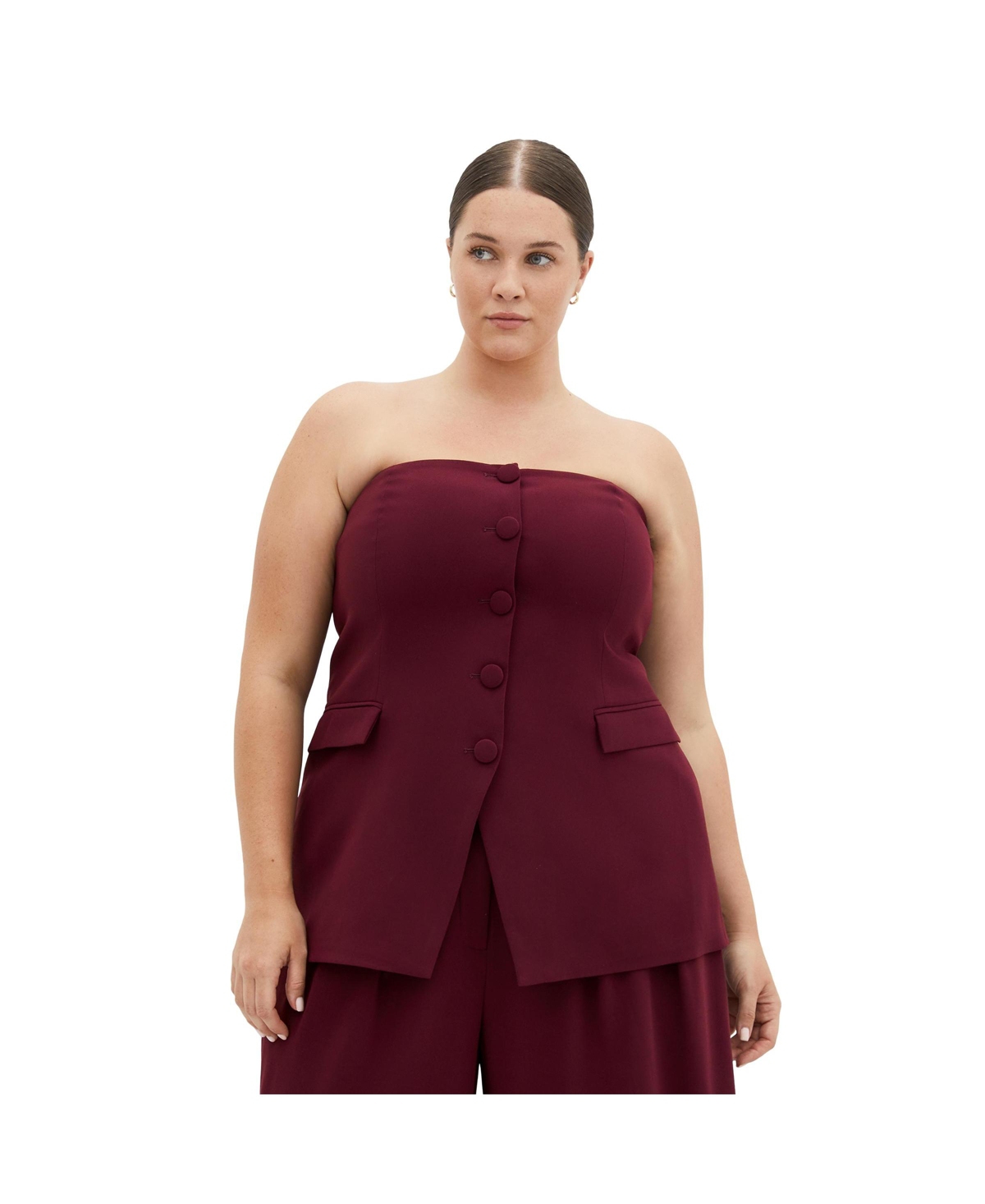 Click here for City Chic Plus Size Leah Bustier - Dark cherry prices