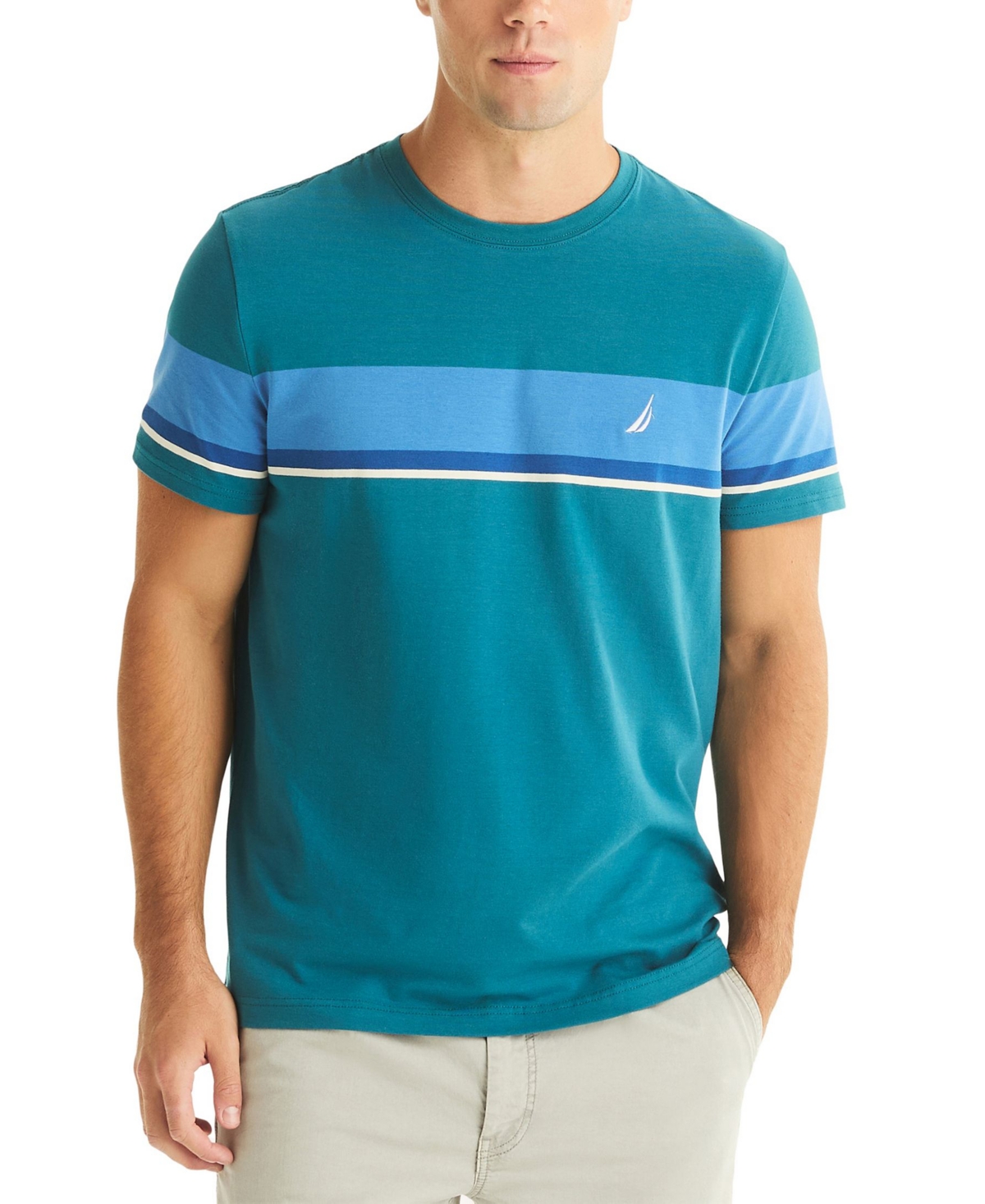 Click here for Nautica Mens Short Sleeve Stripe T-Shirt - Blue Co... prices