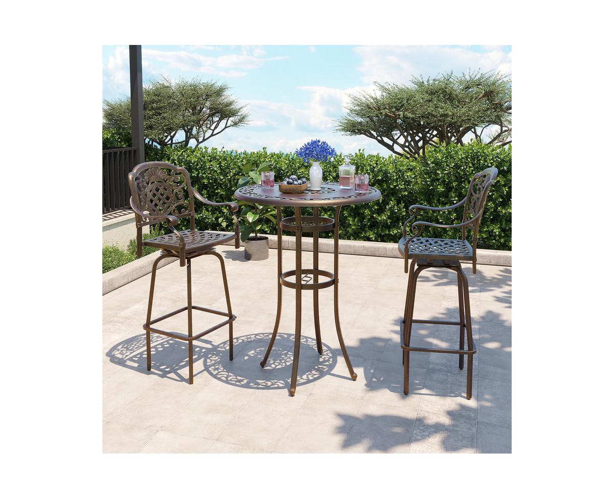 Click here for Pamapic 2 - Person Cast Aluminum Round Outdoor Din... prices