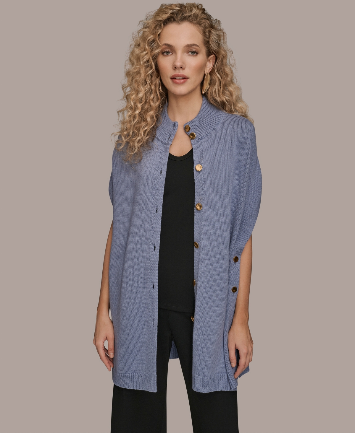 Click here for Donna Karan New York Womens Button Front Mock Neck... prices