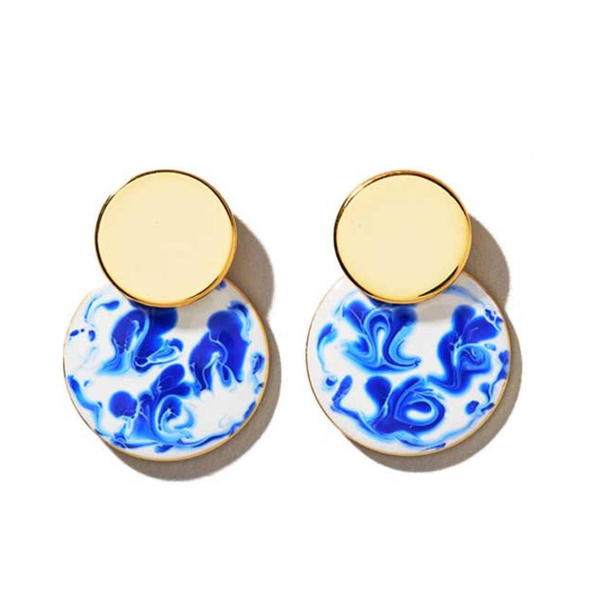 Click here for Ana Luisa Enamel Earrings - Mini Kinoko Marble Blu... prices