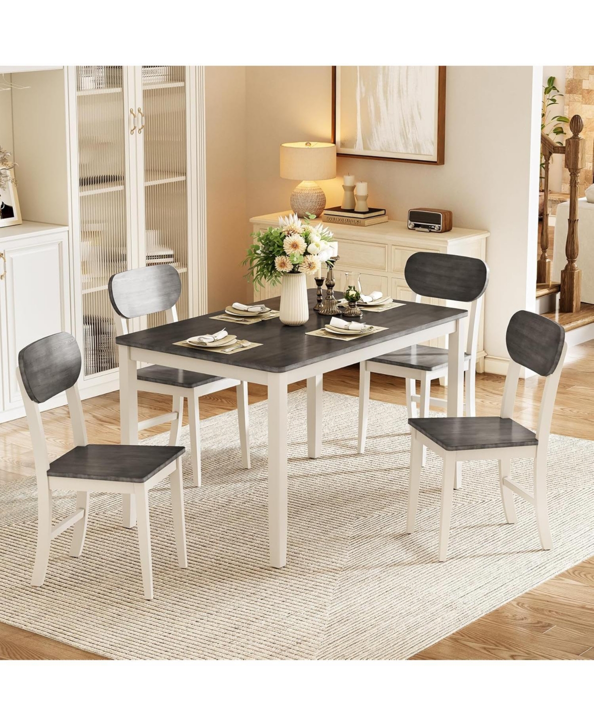 Click here for Tribesigns 5-Piece Solid Wood Dining Table Set for... prices