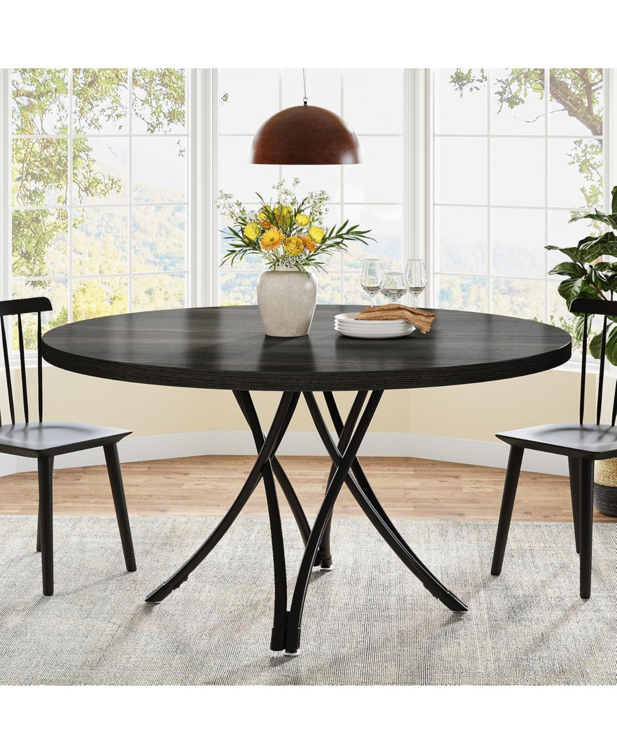 Click here for Tribesigns Black Dining Table for 4  47-Inch Round... prices