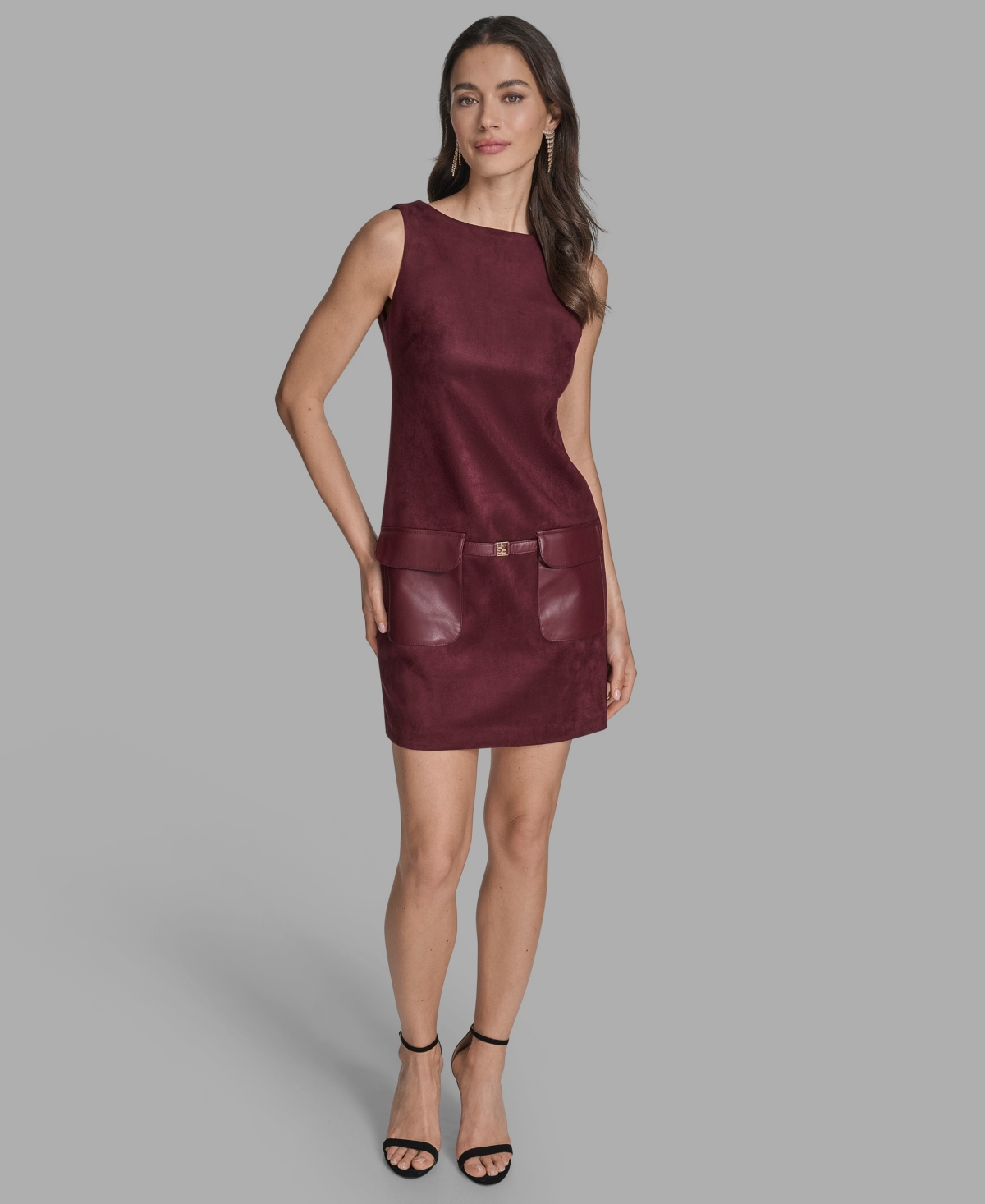 Click here for Bcbg Womens Sleeveless Boat Neck Dress - Syrah Win... prices