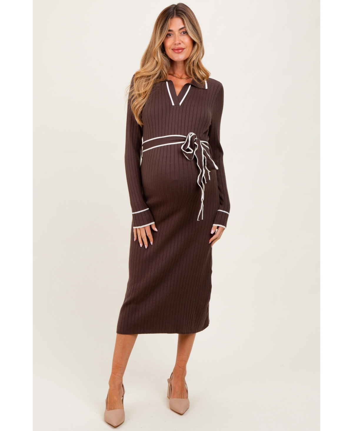 Click here for Pinkblush Maternity Brown Soft Stretchy Rib Fitted... prices