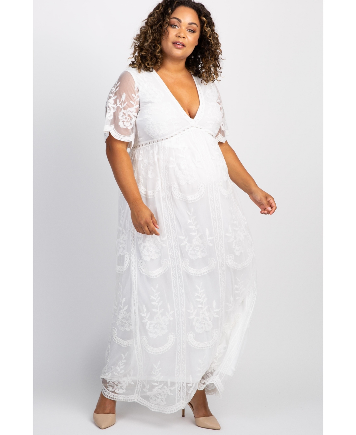 Click here for Pinkblush Plus Size Burgundy Lace Mesh Overlay Max... prices